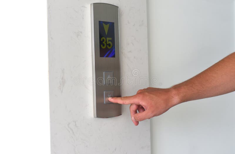 Pressing lift button stock photo. Image of transport - 190125188