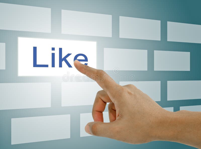 Hand pressing Like button stock image. Image of love - 25341763