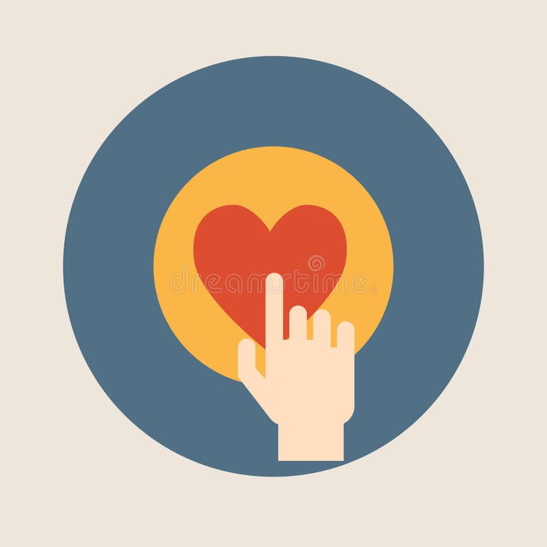 Hand Pressing Like ( Heart ) Button Flat Design Vector Illustration ...