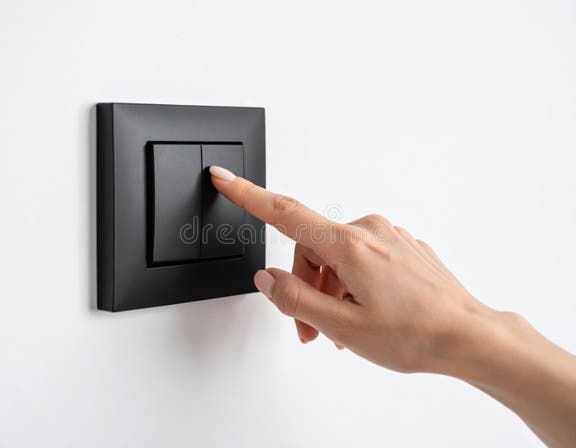 Hand Pressing a Modern Black Light Switch Stock Photo - Image of ...
