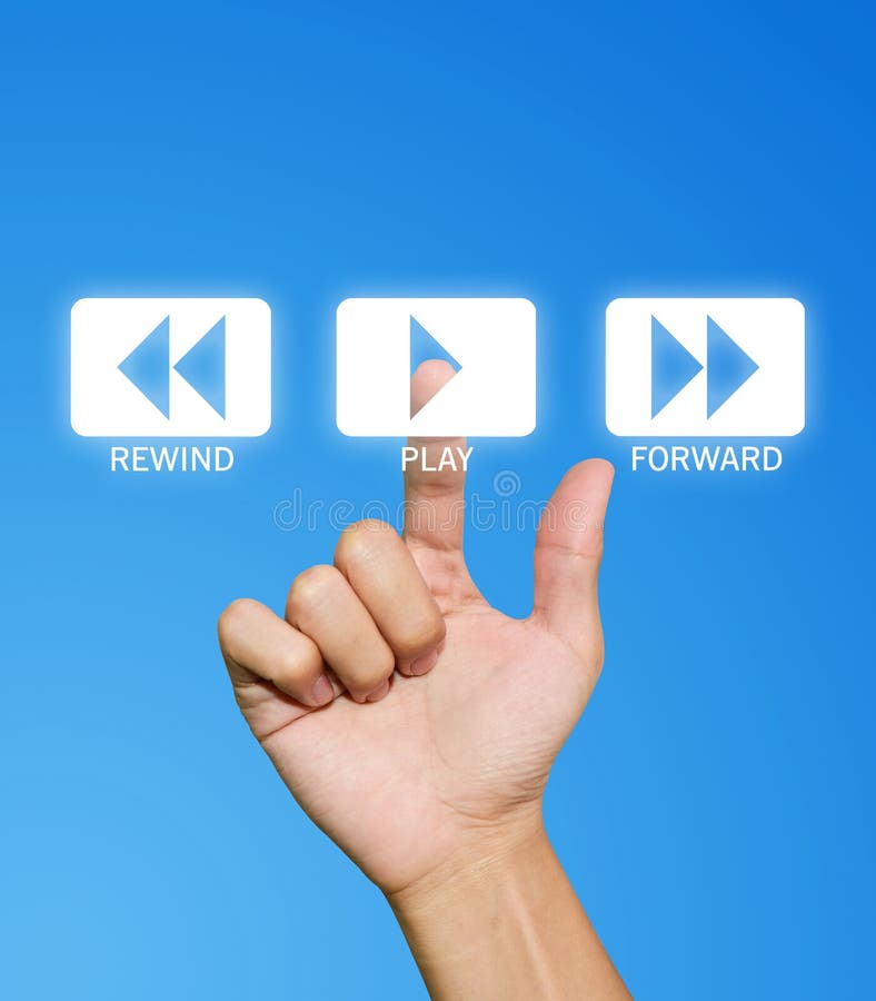 Businessman Hand Press Play Button Icon Stock Photo - Image of ...