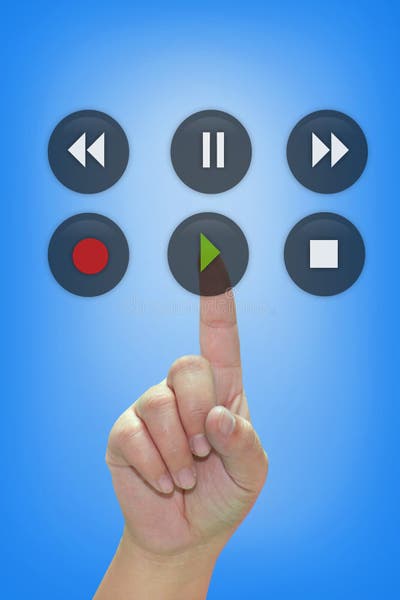 Hand pressing Play button stock image. Image of high - 20764875