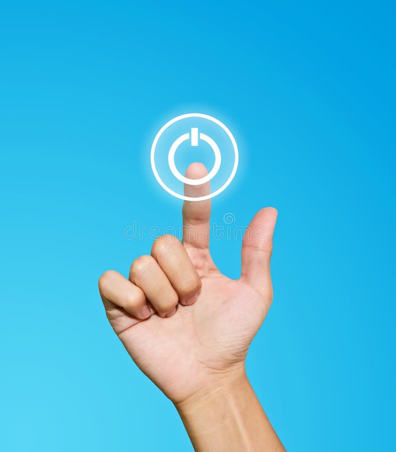 Hand pressing power button stock photo. Image of keyboard - 19799442