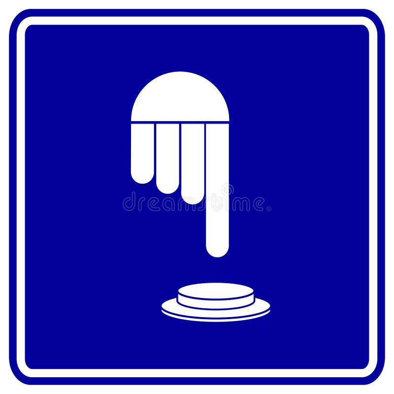 Hand Pressing Push Button Vector Blue Sign Stock Vector - Illustration ...