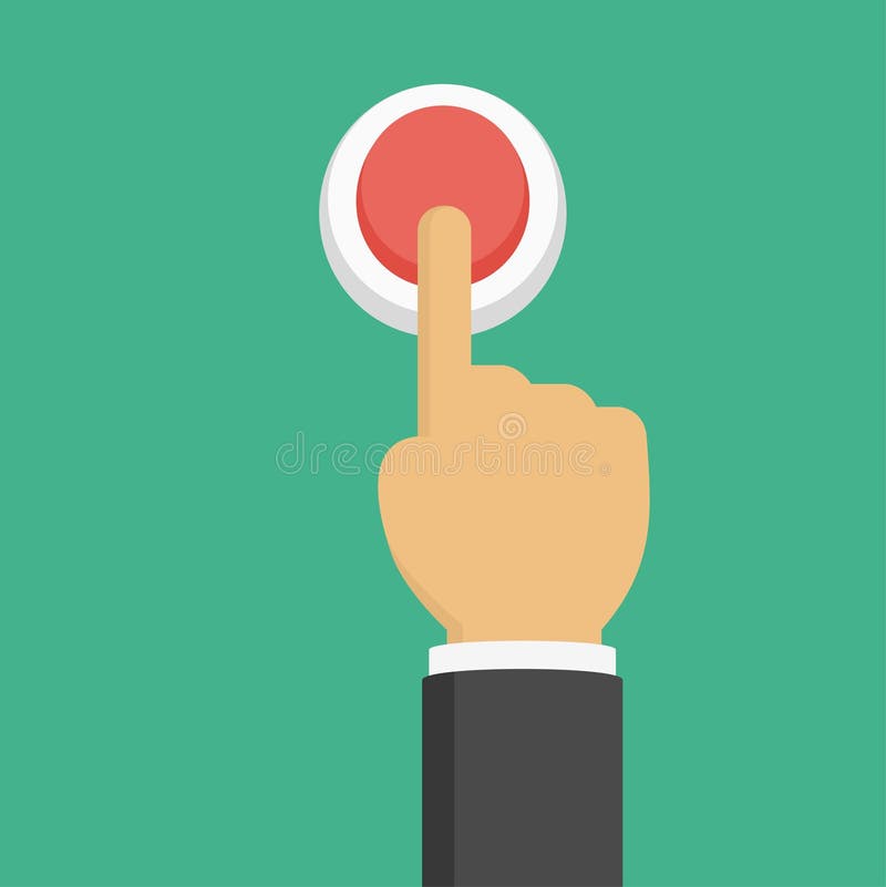 Hand Pressing Red Button, Top View Stock Vector - Illustration of ...