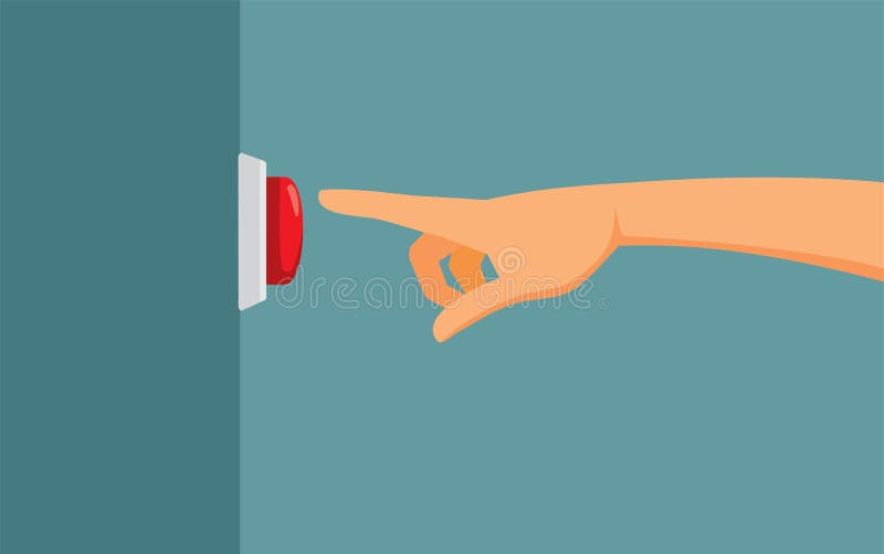 Hand Pressing a Red Button Vector Cartoon Illustration Stock Vector ...