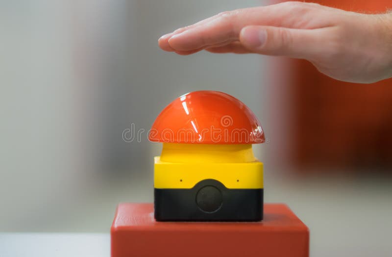 Hand pressing red buzzer stock image. Image of game, stopping - 62116367