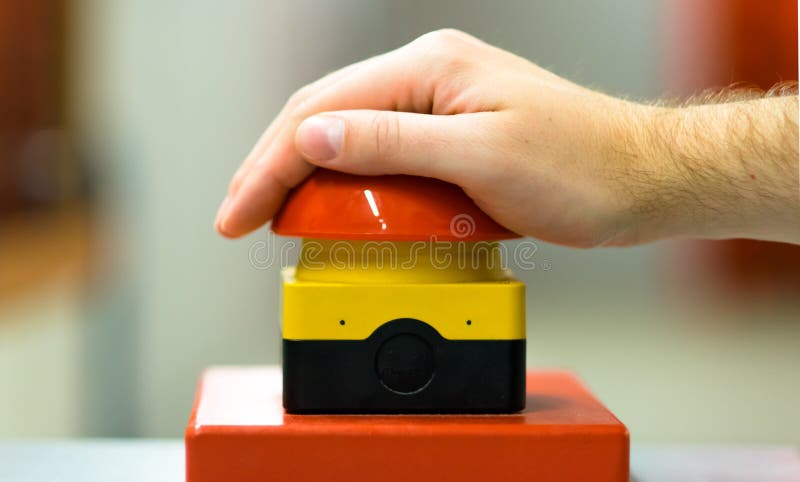 Hand pressing red buzzer stock photo. Image of plastic - 62815880