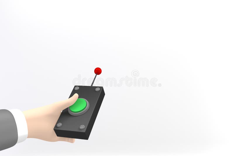 Hand Pressing the Remote Button. 3D Rendering Stock Illustration ...