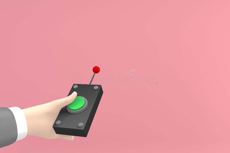 Hand Pressing the Remote Button. 3D Rendering Stock Illustration ...