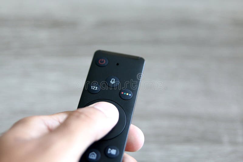 Hand Pressing Remote Control Stock Photo - Image of pushing, channels ...