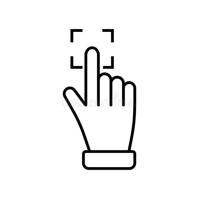 Hand Pressing on a Screen with a Focus Frame in a Modern Digital ...