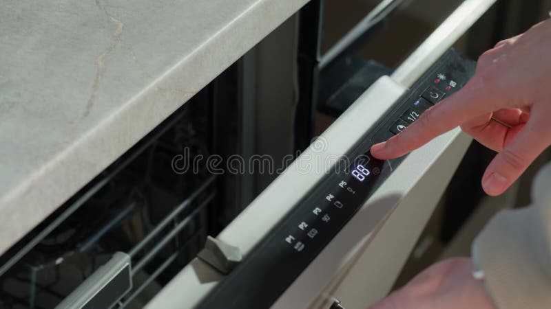 Hand Pressing Start Button on Dishwasher Stock Footage - Video of press ...