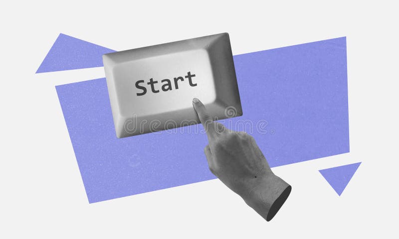Hand Pressing Start Button, Symbolizing Beginnings Stock Illustration ...