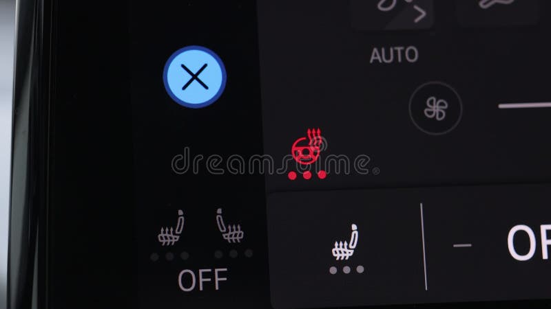 Hand Pressing the Steering Wheel Heating Control Panel in the Car ...