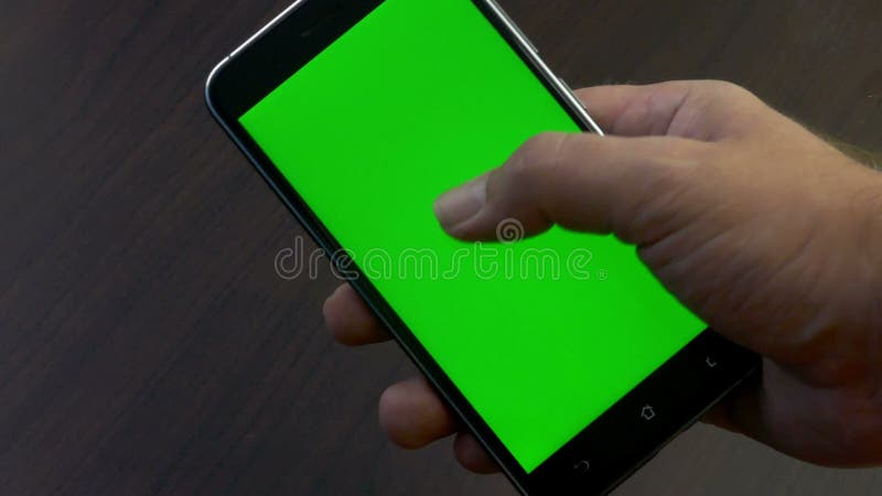 Pressing Smart Phone with Green Screen on White Stock Footage - Video ...