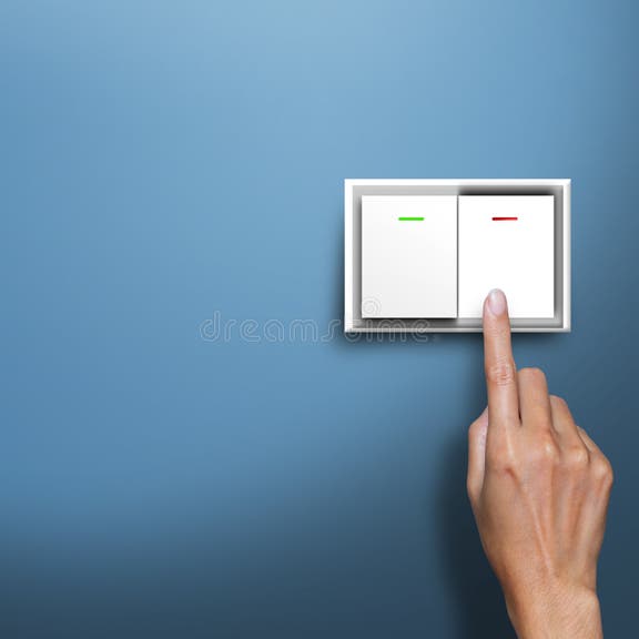 Hand pressing switch stock photo. Image of power, plate - 26107822