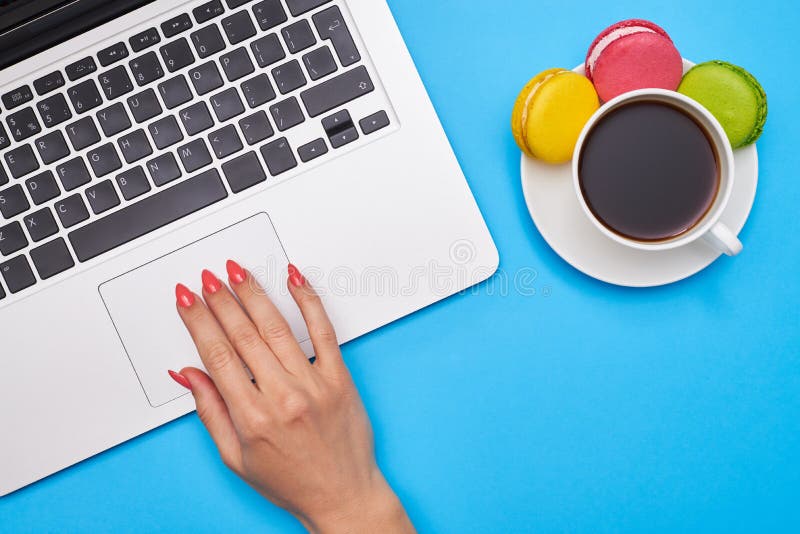 Hand Pressing a Touchpad on Laptop Computer Stock Photo - Image of ...
