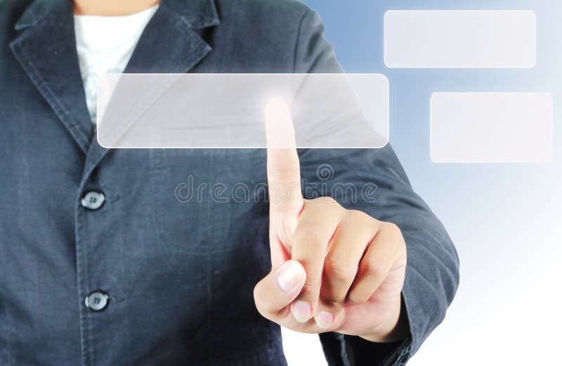 Hand Pressing Touchscreen World Wide Stock Photo - Image of blue ...