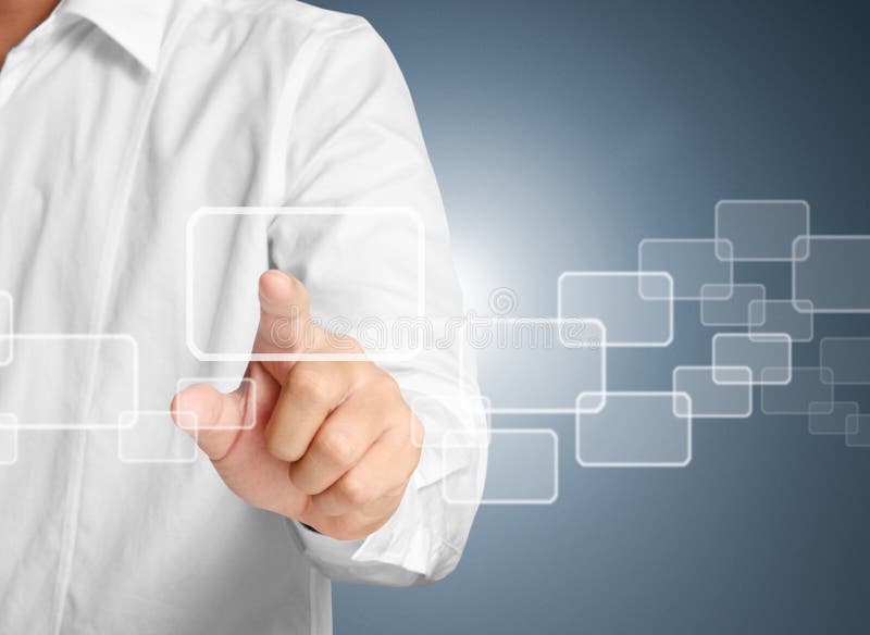 Hand Pressing Touchscreen Button Stock Illustration - Illustration of ...