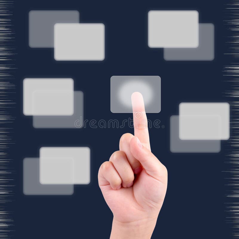 Hand Pressing a Touchscreen Button Stock Image - Image of digital ...