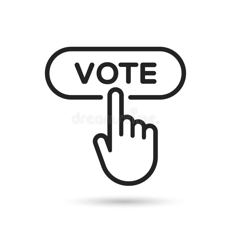 Hand Pressing Vote Button Icon, Polling, Voting Election with Hand Sign ...