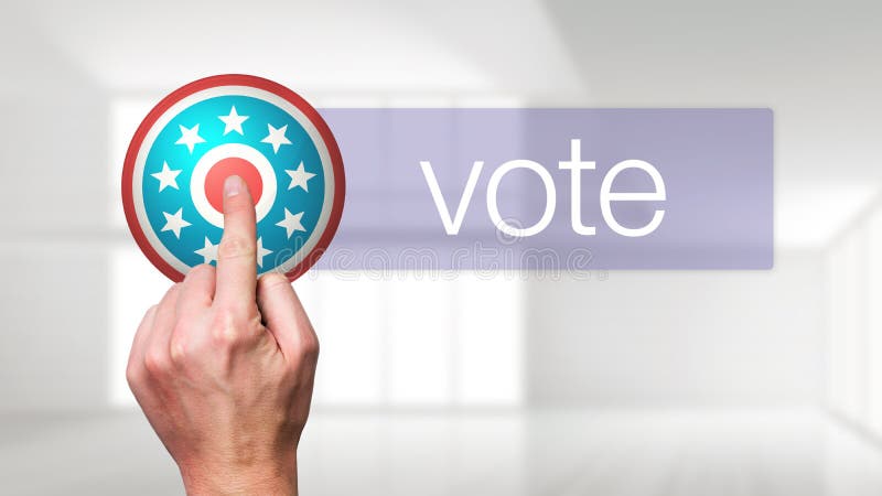 Hand pressing vote button stock photo. Image of nation - 92560636