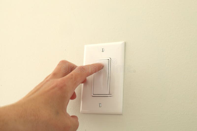 Hand Pressing Wall Light Switch Stock Image - Image of home ...
