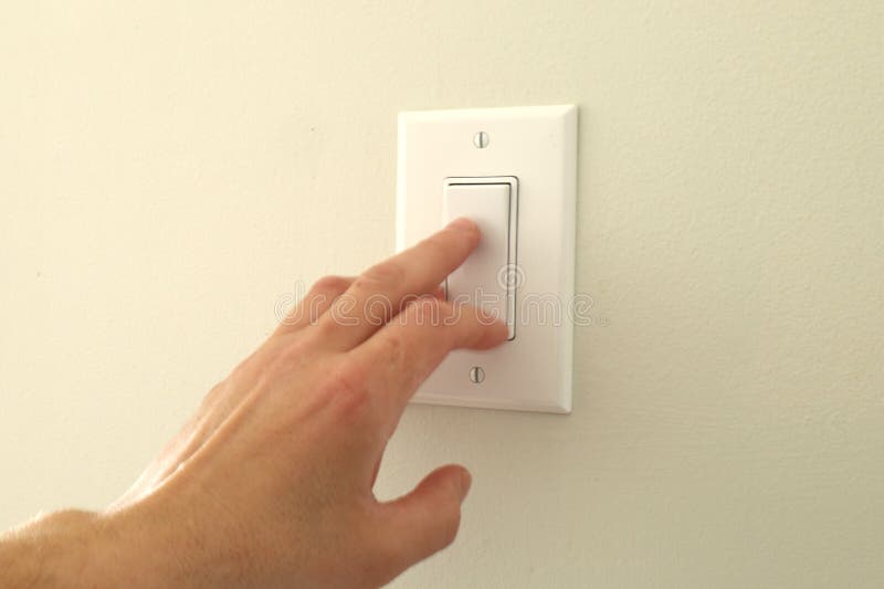 Hand Pressing Wall Light Switch Stock Image - Image of hand, finger ...