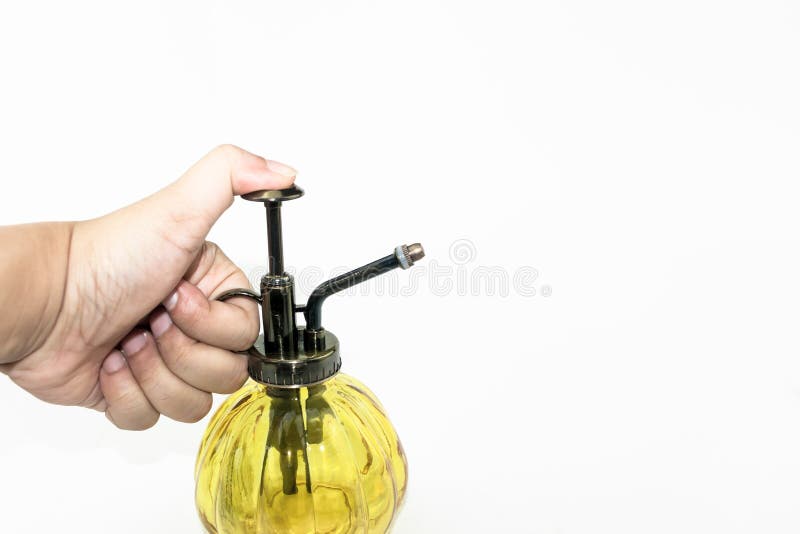 Yellow Transparent Glass Spray Bottle Isolate Stock Photo - Image of ...