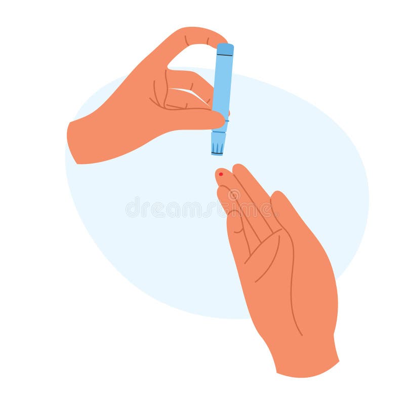 Hand Pricking Finger for Blood Test Using a Lancet. Personal Health ...
