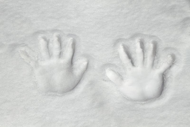 Hand print in snow stock image. Image of hand, fingerprint - 17636793