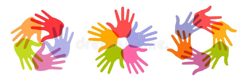 Hand Print Circle Icon Set. Colorful Bright Design Element. Handprint ...