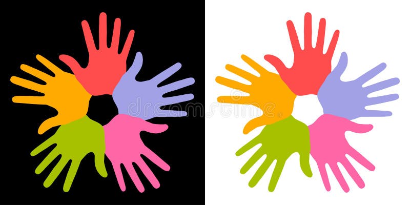 Hand Print Circle Icon Set. Colorful Bright Design Element. Handprint ...