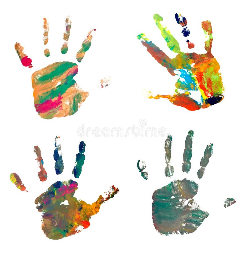 Hand Print Color Art Craft Trace Paint Stock Illustration ...