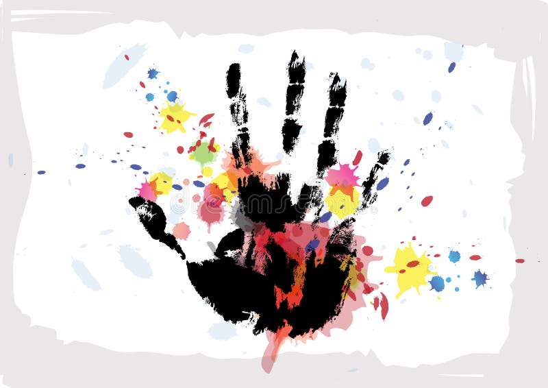 Hand Print on Ink Splatter Background Stock Vector - Illustration of ...