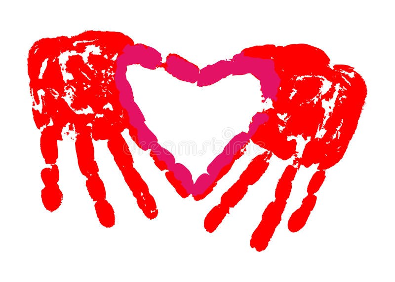 Hand Print of Love stock vector. Illustration of palm - 45636771