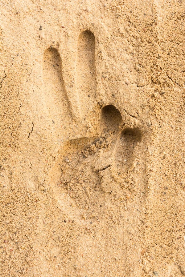Hand Print on the Sand Beach Texture Background Stock Photo - Image of ...