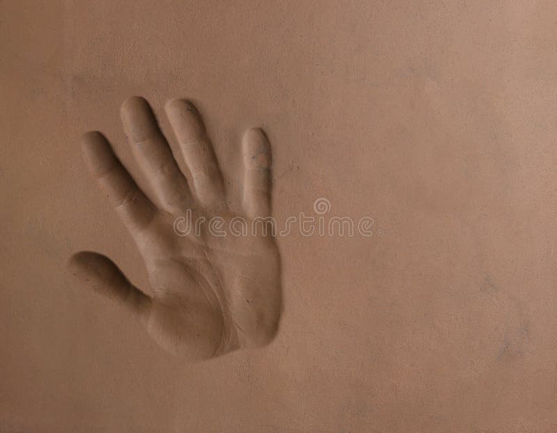 Hand Print Silhouette in Clay Soil. Stock Image - Image of geological ...