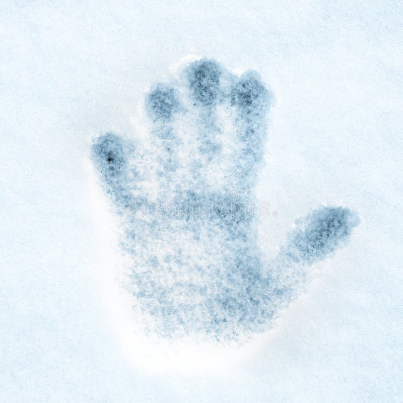 Hand print in snow stock image. Image of hand, fingerprint - 17636793