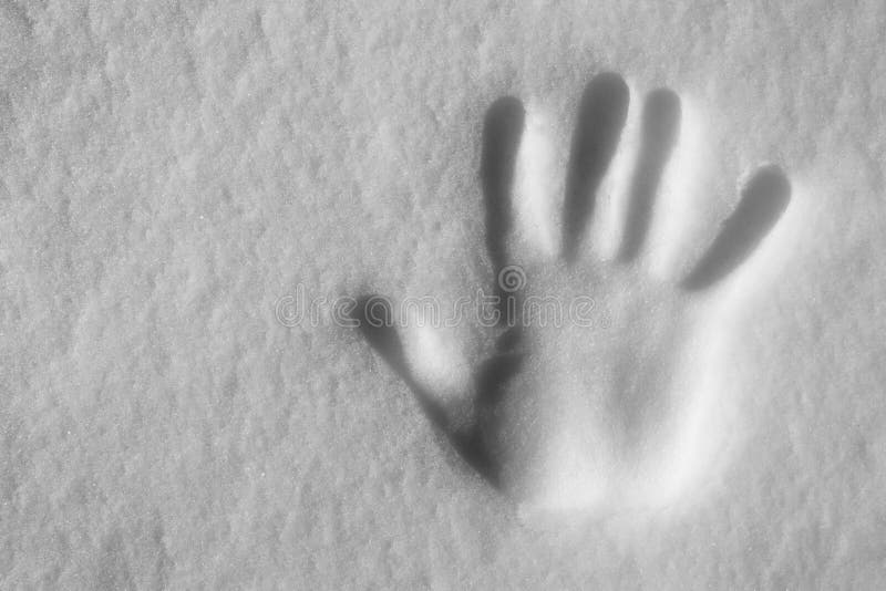 Hand print in snow stock image. Image of hand, fingerprint - 17636793