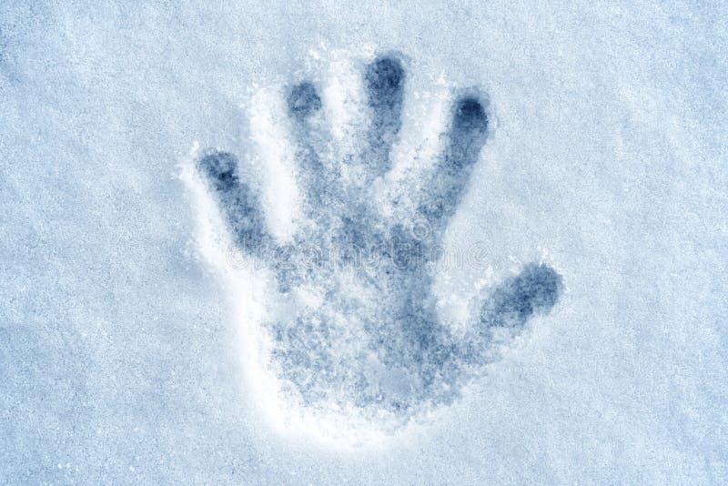 Hand print in snow stock photo. Image of print, handprints - 27189762