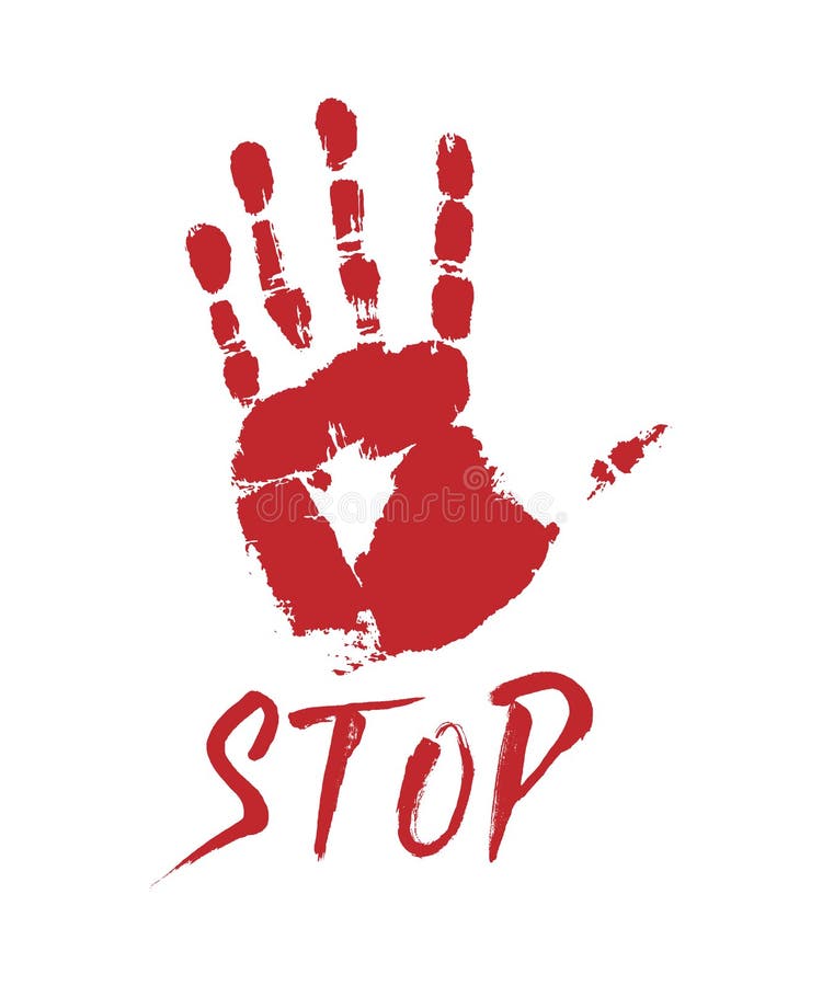 Hand Print with Stop Sign on White Background Stock Vector ...