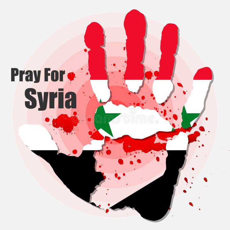 Pray for Syria, Earthquake Disaster, Hand and Map Vector Design Post ...