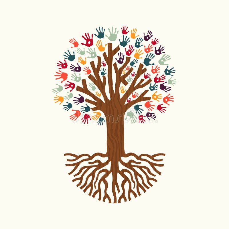 Hand Print Tree Illustration for Community Help Stock Vector ... Hand Print Tree Illustration for Community Help Stock Vector ...