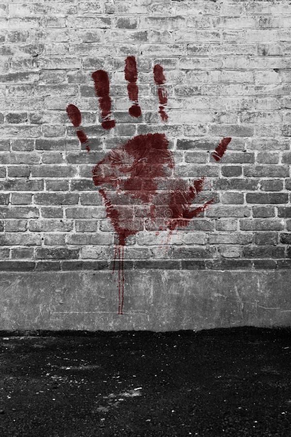 Bloody Handprint Smear On Wall