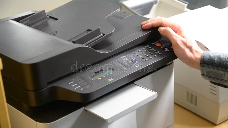 Hand Printing Document on Printer or Fax Stock Video - Video of scan ...