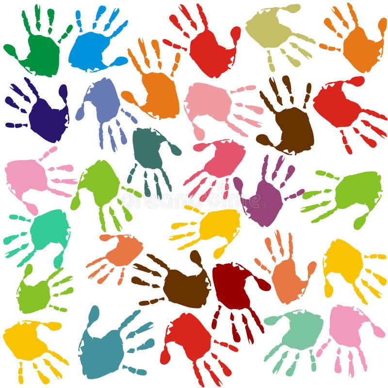 Colorful hand prints stock illustration. Illustration of icon - 10399649