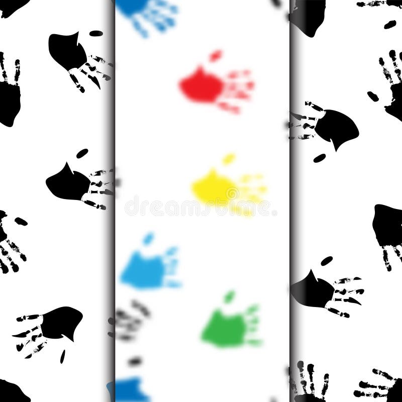 Hand Prints Seamless Pattern Stock Vector - Illustration of friendship ...