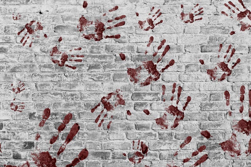 Bloody Handprint Smear On Wall